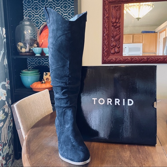 torrid | Shoes | Nwt Torrid Black Faux Suede Western Knee High Boot ...